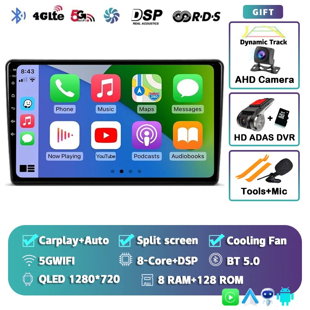 Автомобильное радио Android14 Carplay для Citroen Berlingo Peugeot Partner 2008-2020 8G-128G CAM DVR