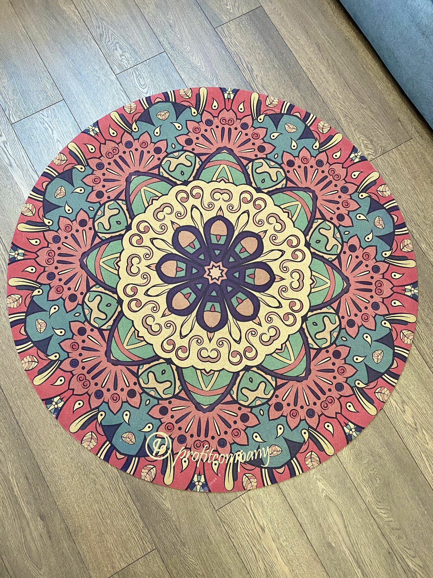 Круглый коврик для медитаций и йоги PROFITCOMPANY, Vision, пробка + каучук, 130*0,3 см