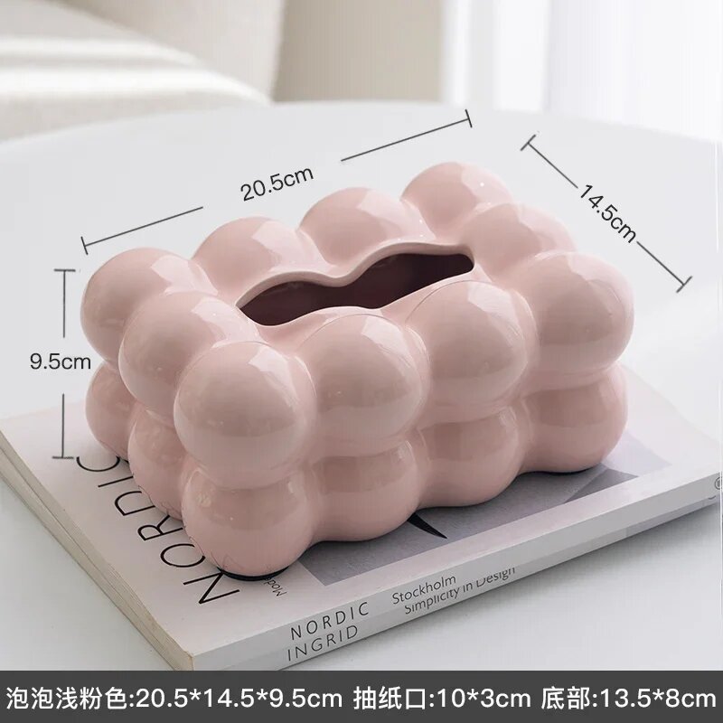 Розовая фарфоровая коробка для салфеток Розовый, A