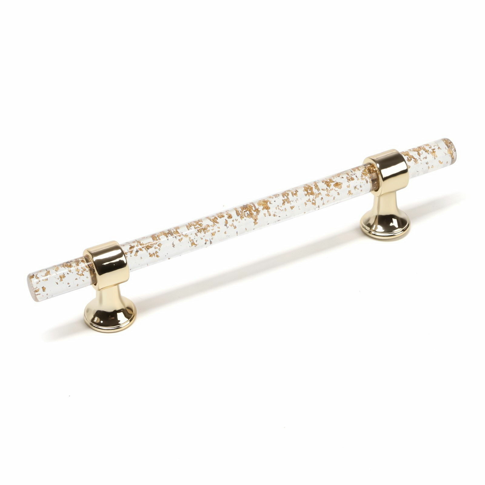 Ручка-скоба PK106, м/о 128 мм, d=12 мм, пластик, цвет прозрачно-золотой/золото