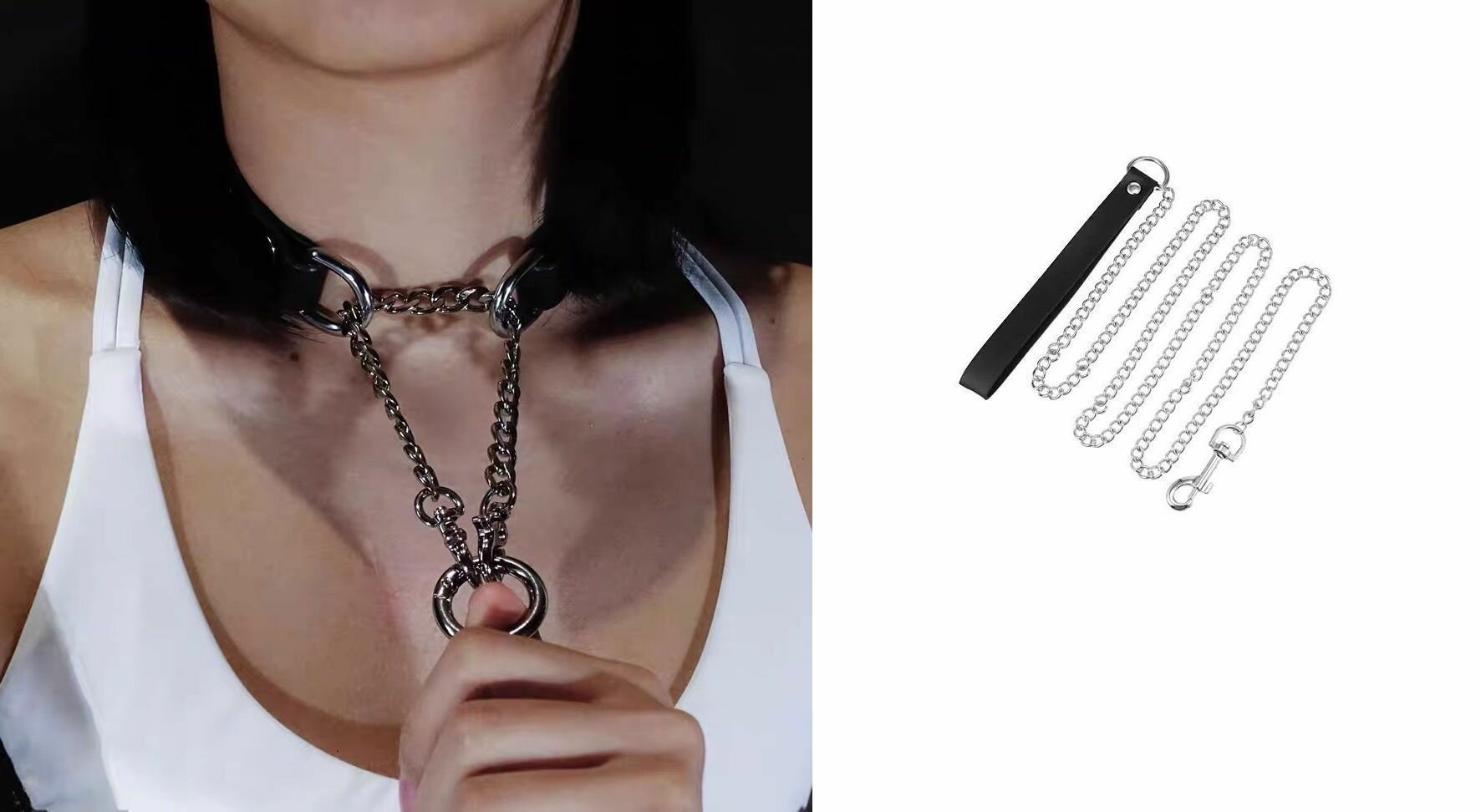 Унисекс чокер с цепью - панк-ошейник на шею с эффектом асфиксии, дерзкий аксессуар для мужчин и женщин