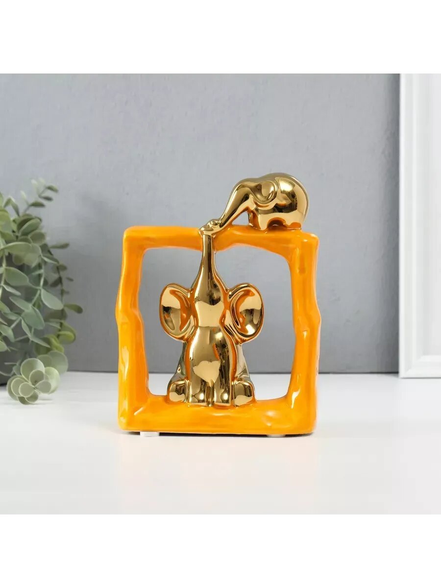 Сувенир керамика "Слонята - поддержка. Квадрат"