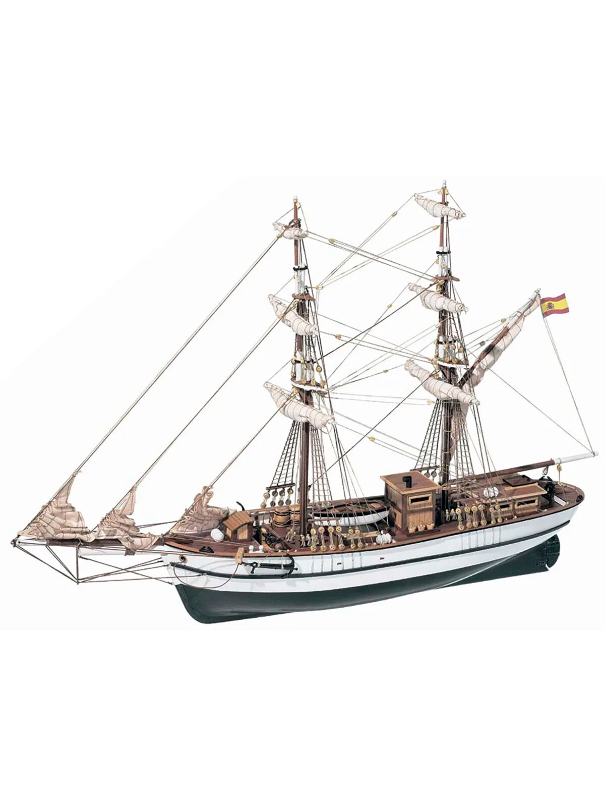 Сборная модель корабля от OcCre, бригантина Aurora, 170 часов, 682х200х483 мм, М.1:65