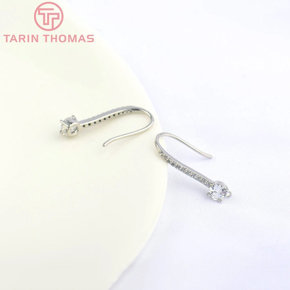 Фурнитура для бижутерии TARIN THOMAS, золотая латунь с цирконом, крючки для сережек, 6 шт. 5054-Platinum Color