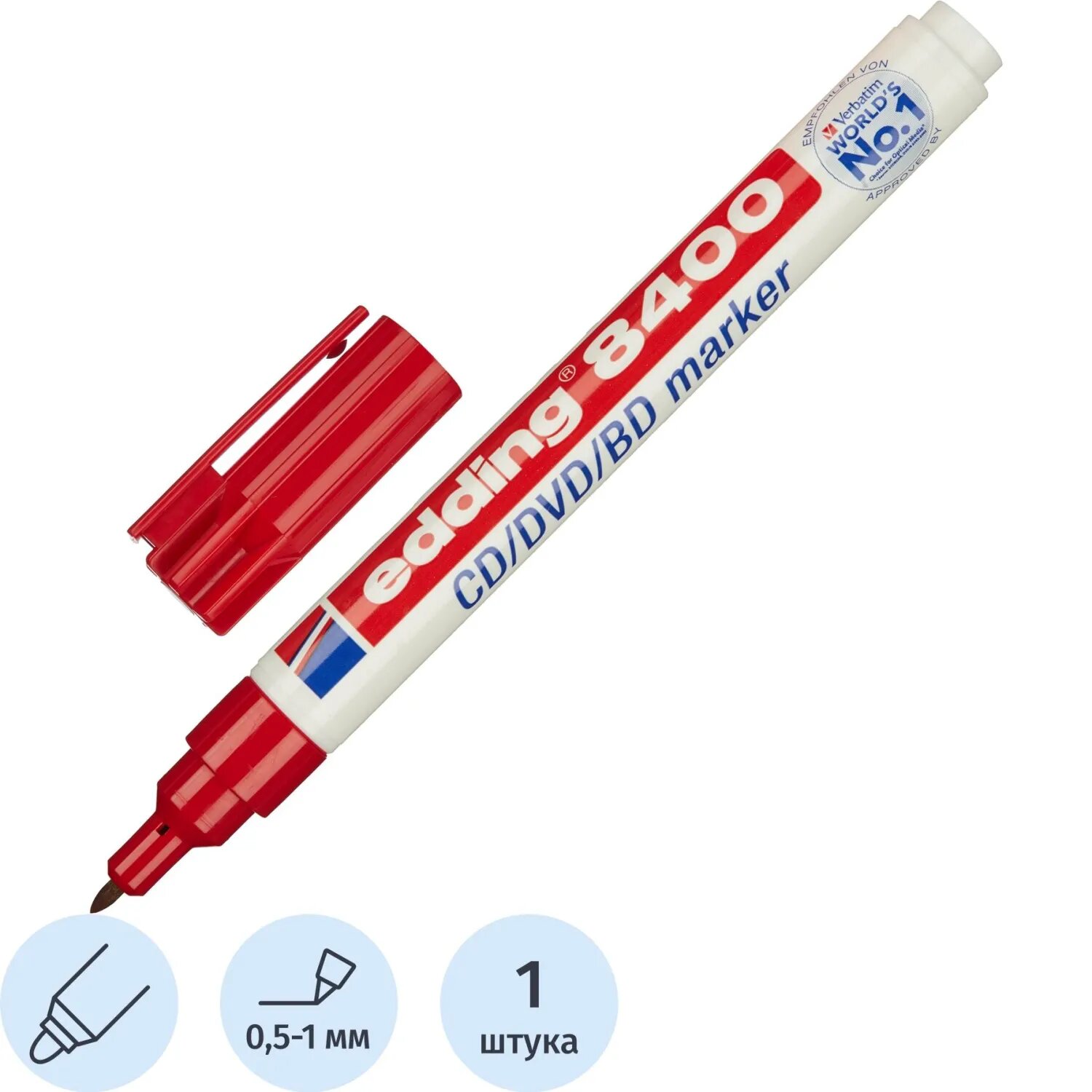 Маркер для CD EDDING E-8400/2 красный, 0.5-1 мм