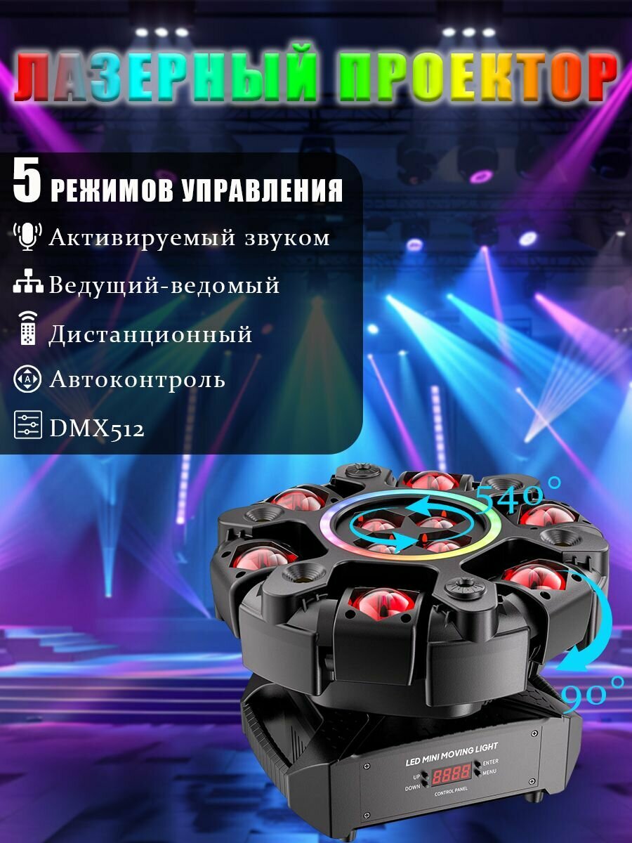 Лазерный проектор светомузыка для освещения сцены, вечеринки, клубов, баров и праздника