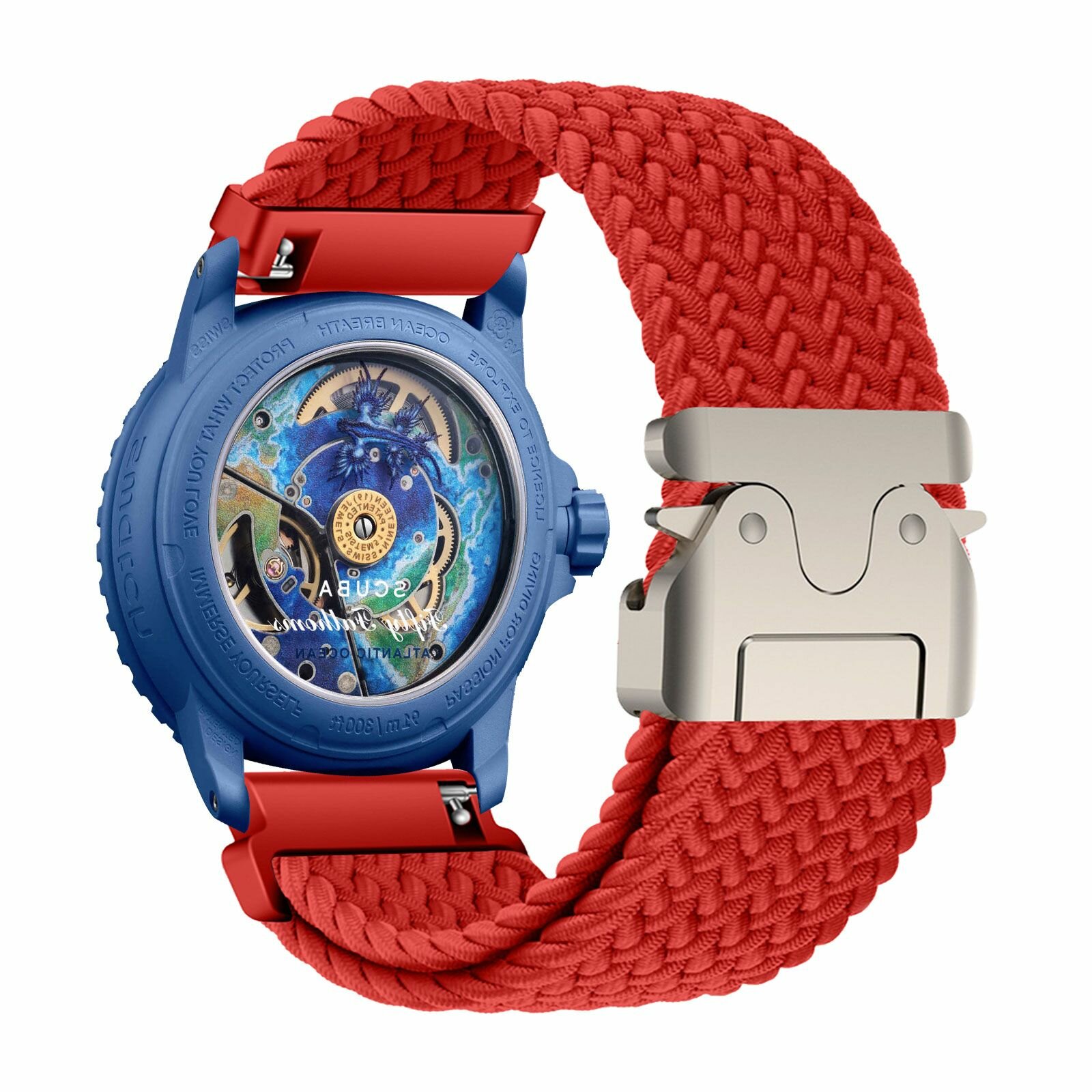 Эластичный тканевый ремешок с магнитной застёжкой для Blancpain X Swatch, вентилируемая сетка