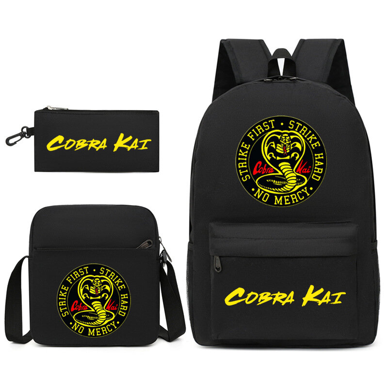 Детская школьная сумка из трех предметов для каратэ, повседневный рюкзак, студенческий рюкзак для мужчин и женщин, уличный рюкзак большой емкости с принтом