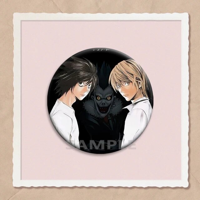 Фигурка аниме Light Yagami L Misa Ryuk Rem Броши Death Note Мультяшная эмалированная булавка Круглый значок для сумки Одежда Шляпа Рубашка Декор