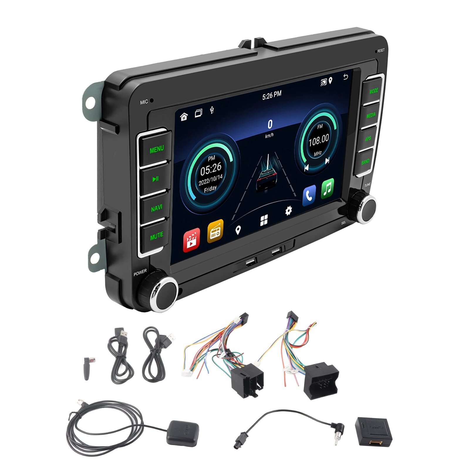 Новый автомобильный GPS с Wi-Fi, Bluetooth и внешним микрофоном для Android, поддержка навигации