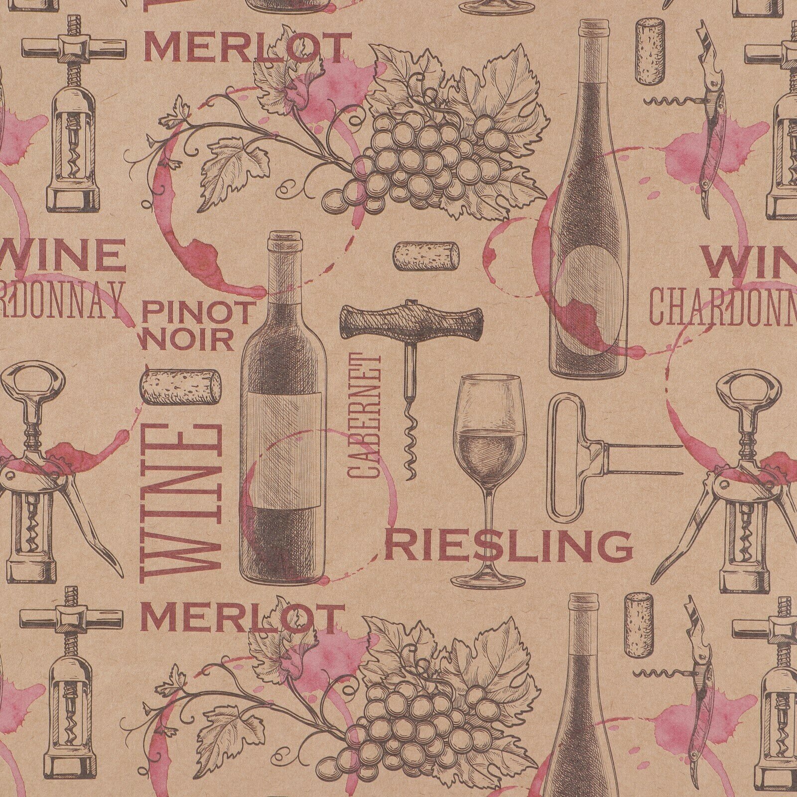 !09 Бумага крафт (набор 2 листа) «Wine» 50 × 70 см.