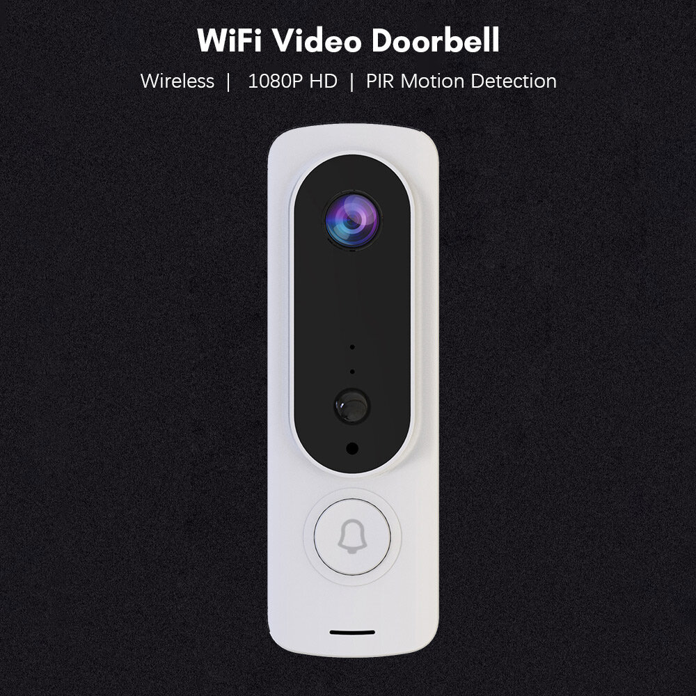 WiFi-видеодомофон с камерой Беспроводная камера HD 1080P Двусторонняя аудиосвязь Обнаружение движения Инфракрасное ночное видение Монитор в реальном времени Поддержка приложения Tuya Водонепроницаемый чехол Поддержка карты памяти