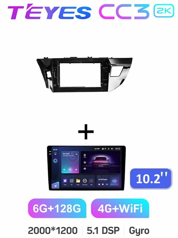 Магнитола Teyes CC3 2K 6/128 Gb 10" для Toyota Corolla 11 2012-2016 (A) F1 2 din