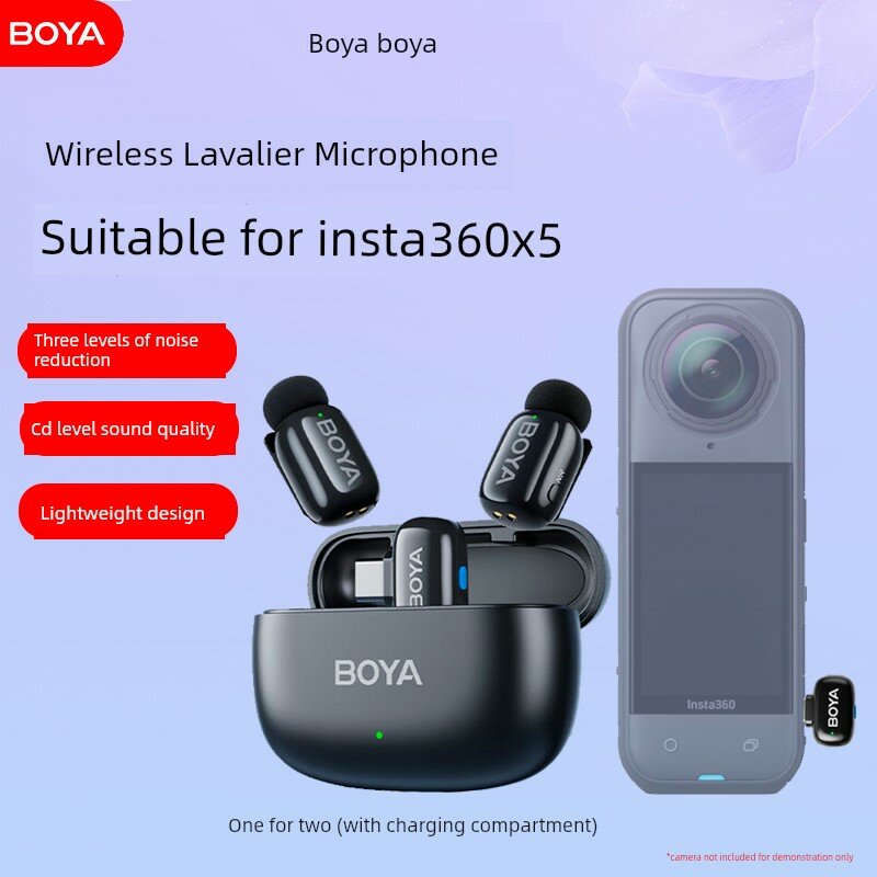 Беспроводной лавалер-микрофон для Insta360 X5 - интерфейс Type-C, подключение 1 к 2, шумоподавляющий устройство для