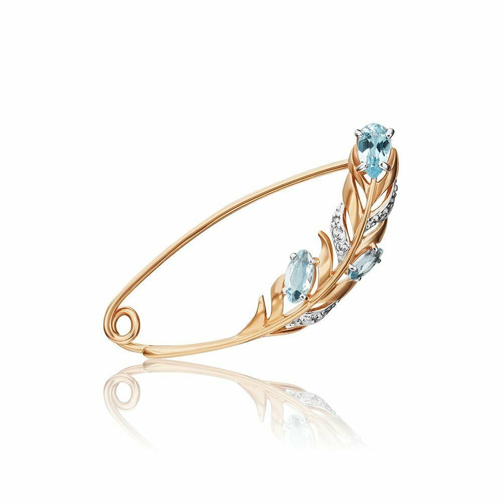 Брошь, красное золото, 585 проба, топаз