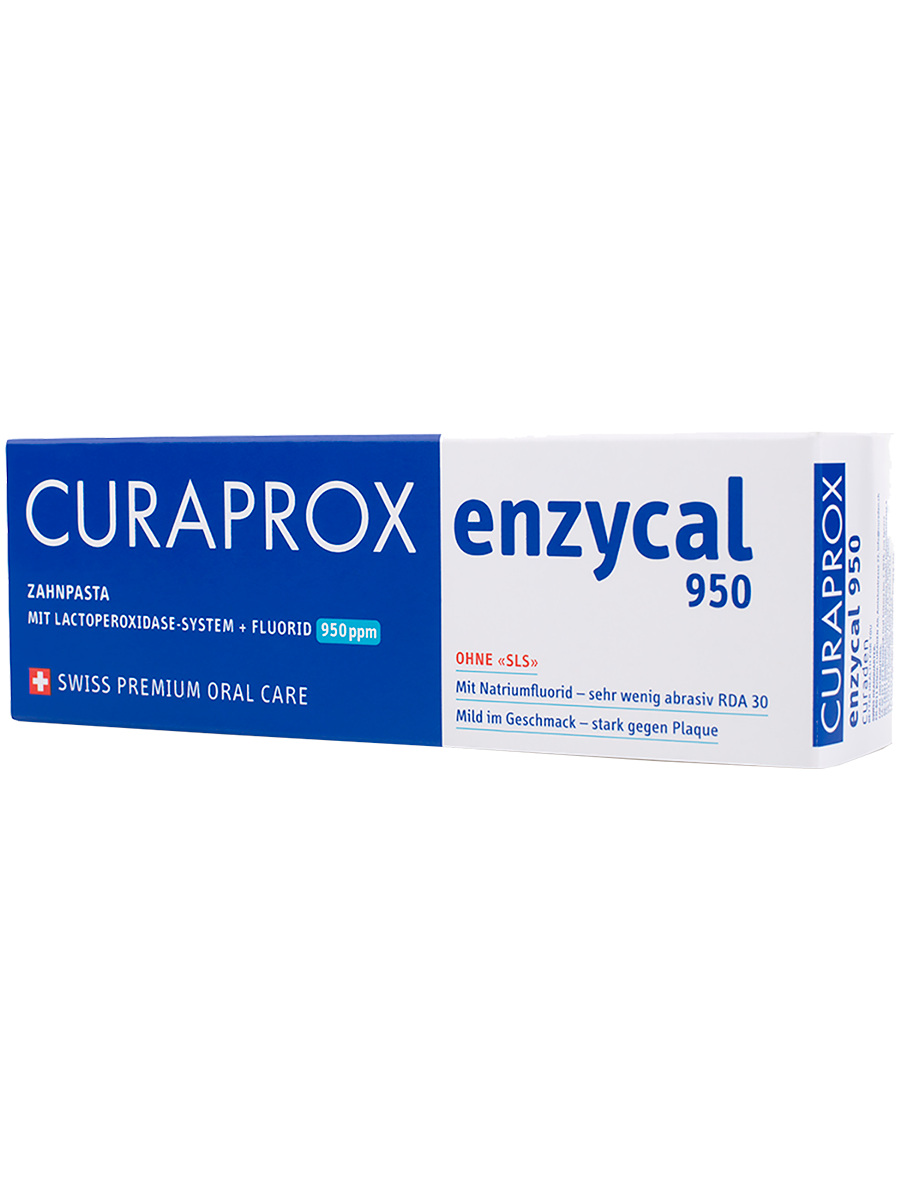 Зубная паста для чувствительной эмали зубов Enzycal 950 ppm, 6+, 75ml, Curaprox