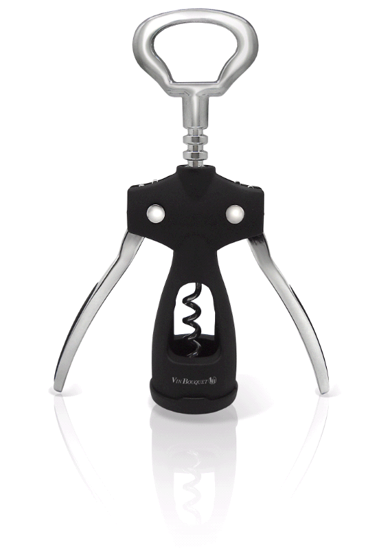 Штопор-Бабочка Vin Bouquet FID 016, сталь, 2-рычажный, черный