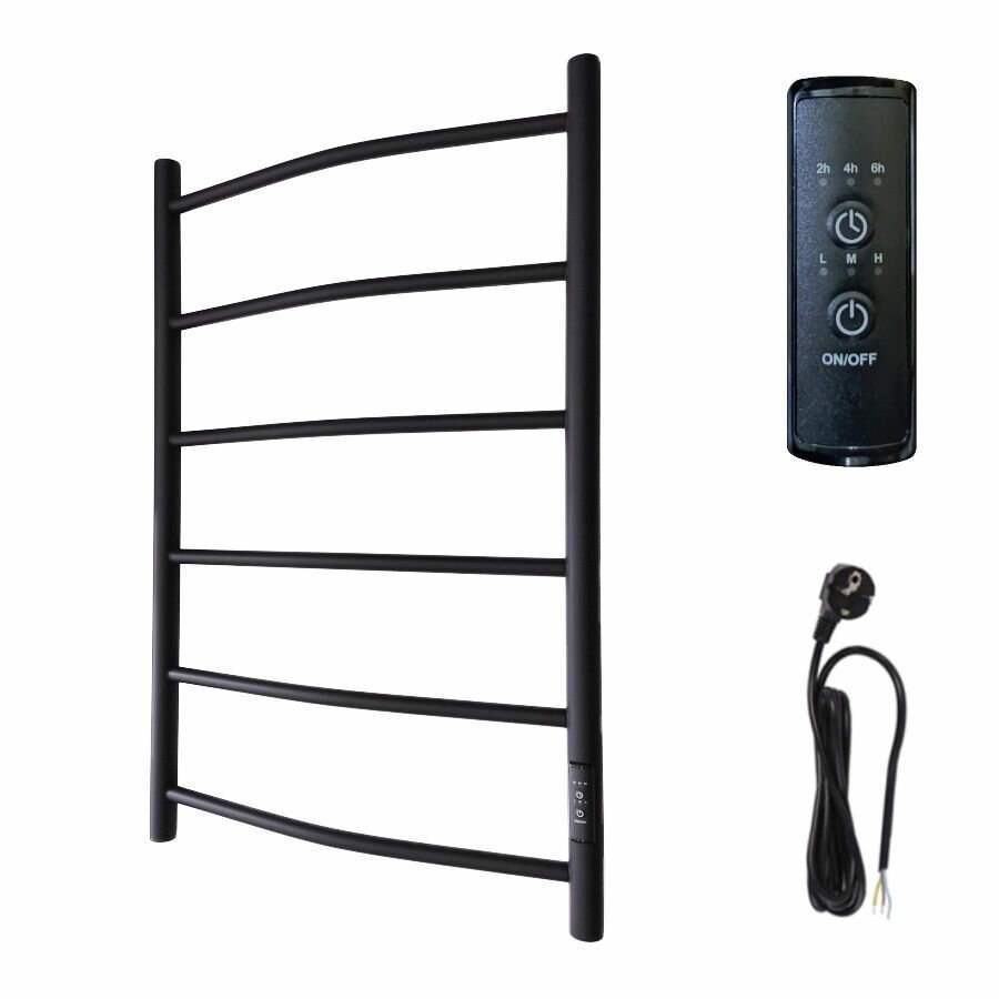 Полотенцесушитель электрический ВИД 4 80х50 правый, скр. монтаж, черный матовый(RAL 9005), (Ferrum), Маргроид