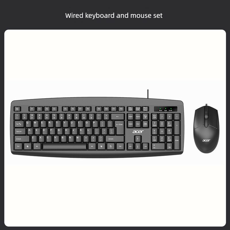 Комплект клавиатуры и мыши Acer, проводной, универсальный для настольных ПК и ноутбуков, подходит для игр, офисной