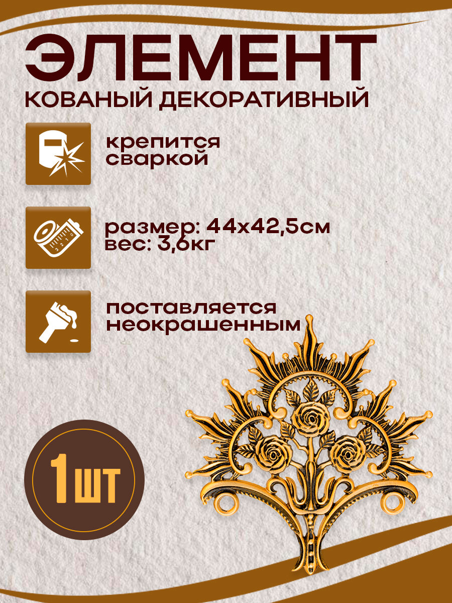 Кованые элементы из металла розы 1 шт