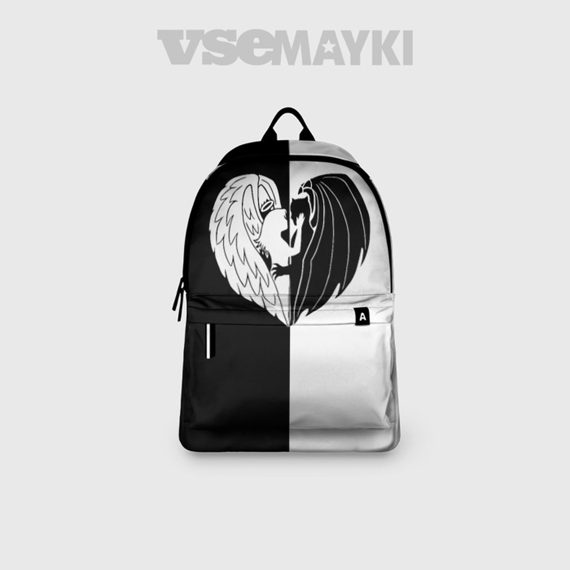Рюкзак VseMayki с принтом Черно-белая любовь, One size, белый