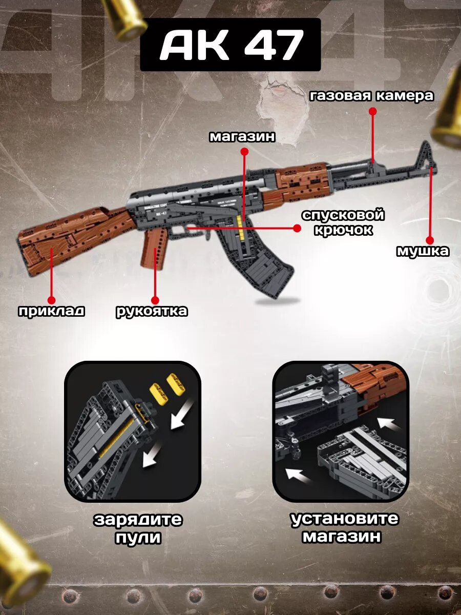 Конструктор Creator Автомат Калашникова АК-47/ 1366 деталей / для мальчиков