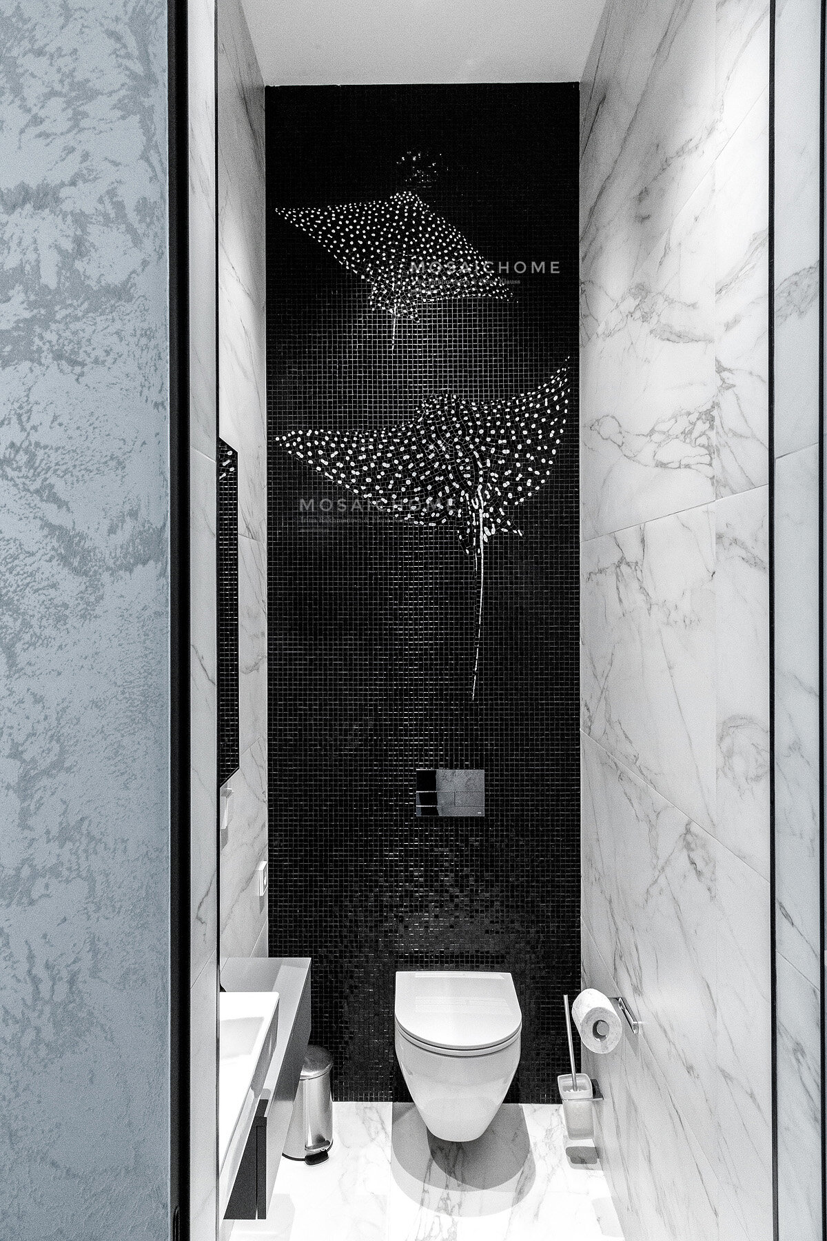 Панно из мозаики MosaicHome "Скаты" Н165,6см х 102 см для ванной, хамама. Художественное, ручная работа