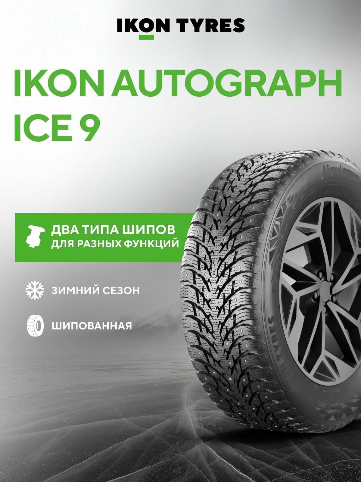 Шины зимние шипованные Ikon Tyres Autograph Ice 9 185/65 R15 92T XL