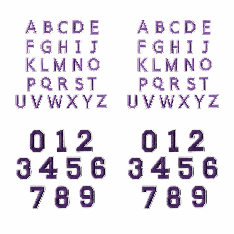 72 Вышитые буквы и цифры для рюкзаков и шляп, Фиолетовый