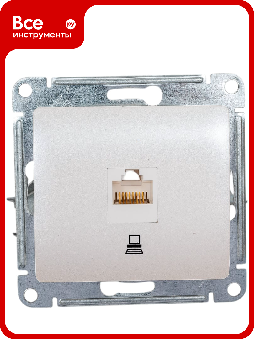 Компьютерная розетка Systeme Electric Glossa Перламутр RJ45 кат.5E SE GSL000681K для удобного