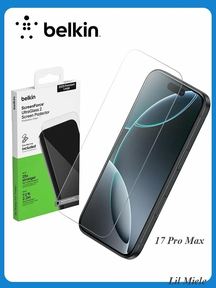 Belkin Screenforce UltraGlass2 Treated Screen Protector для iPhone 17 Pro Max.