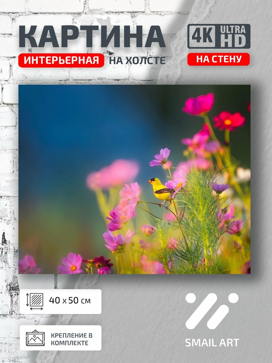 Картина на холсте интерьерная 40 на 50 на стену Птица Landscape для кабинета пейзаж декор