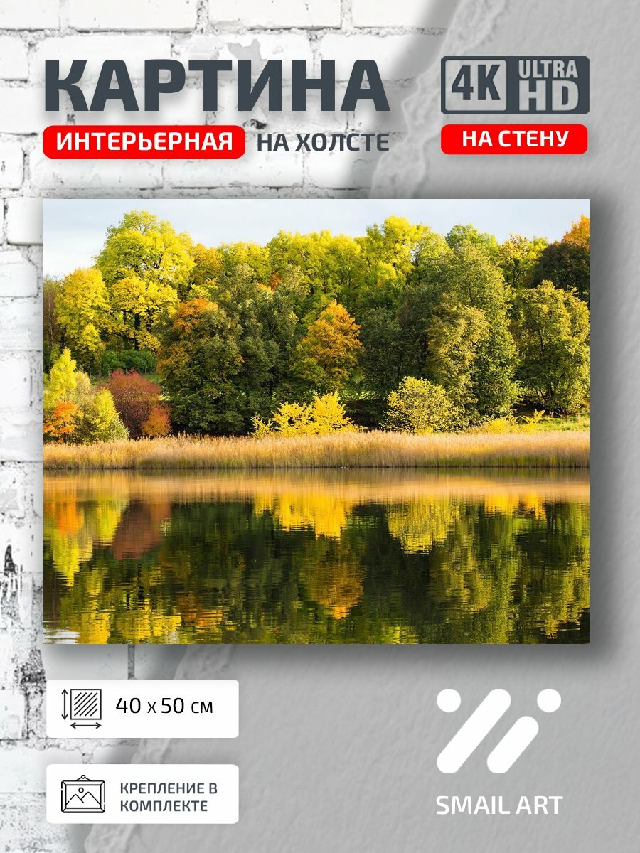 Картина на холсте интерьерная 40 на 50 на стену Отражение Landscape для кафе пейзаж декор