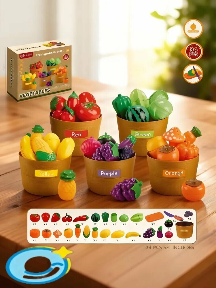 Детский набор для резки фруктов и овощей, магнитный, с ножом и доской, безопасный пластик, развивающая игрушка для детей 2 3 4 5 лет