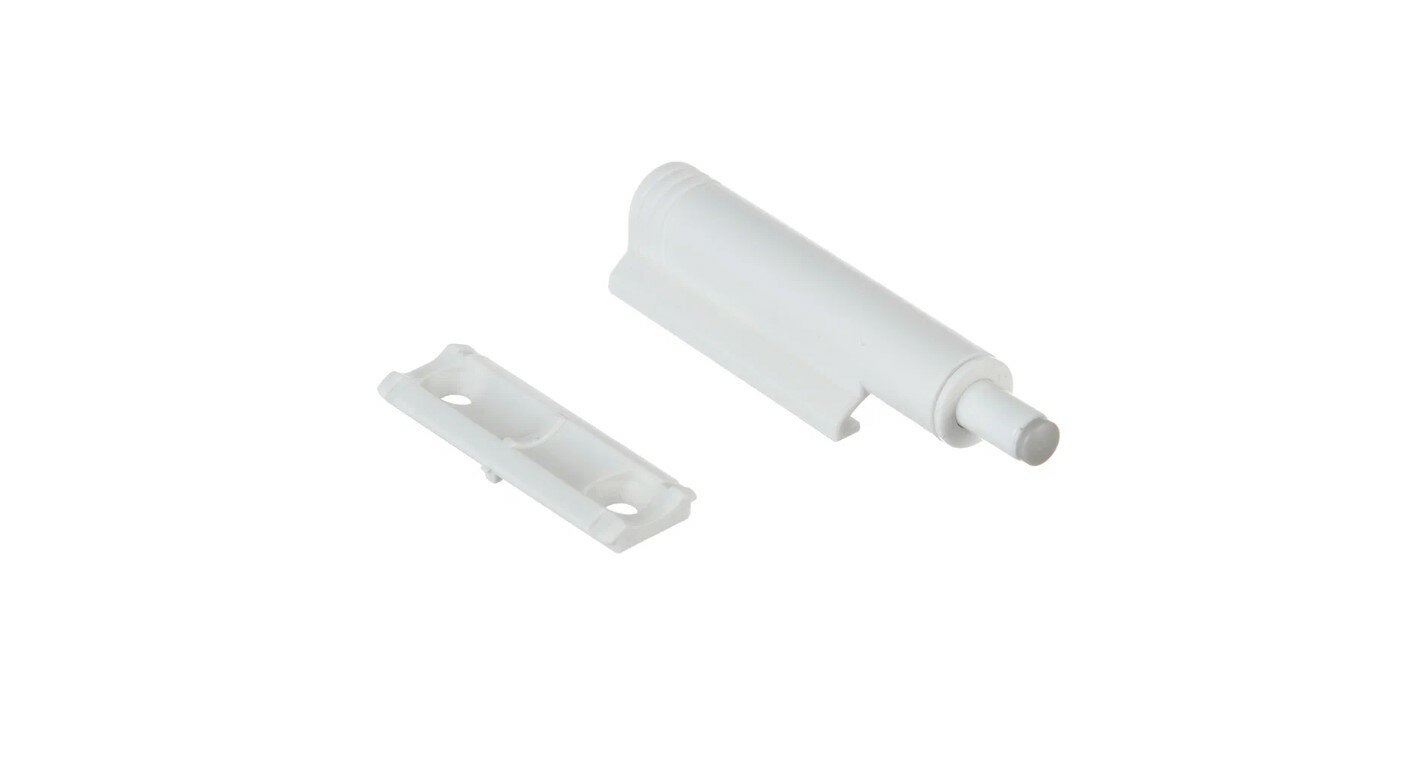 Амортизатор мебельный (демпфер) газовый для плавного закрывания двери белый врезной/внешний