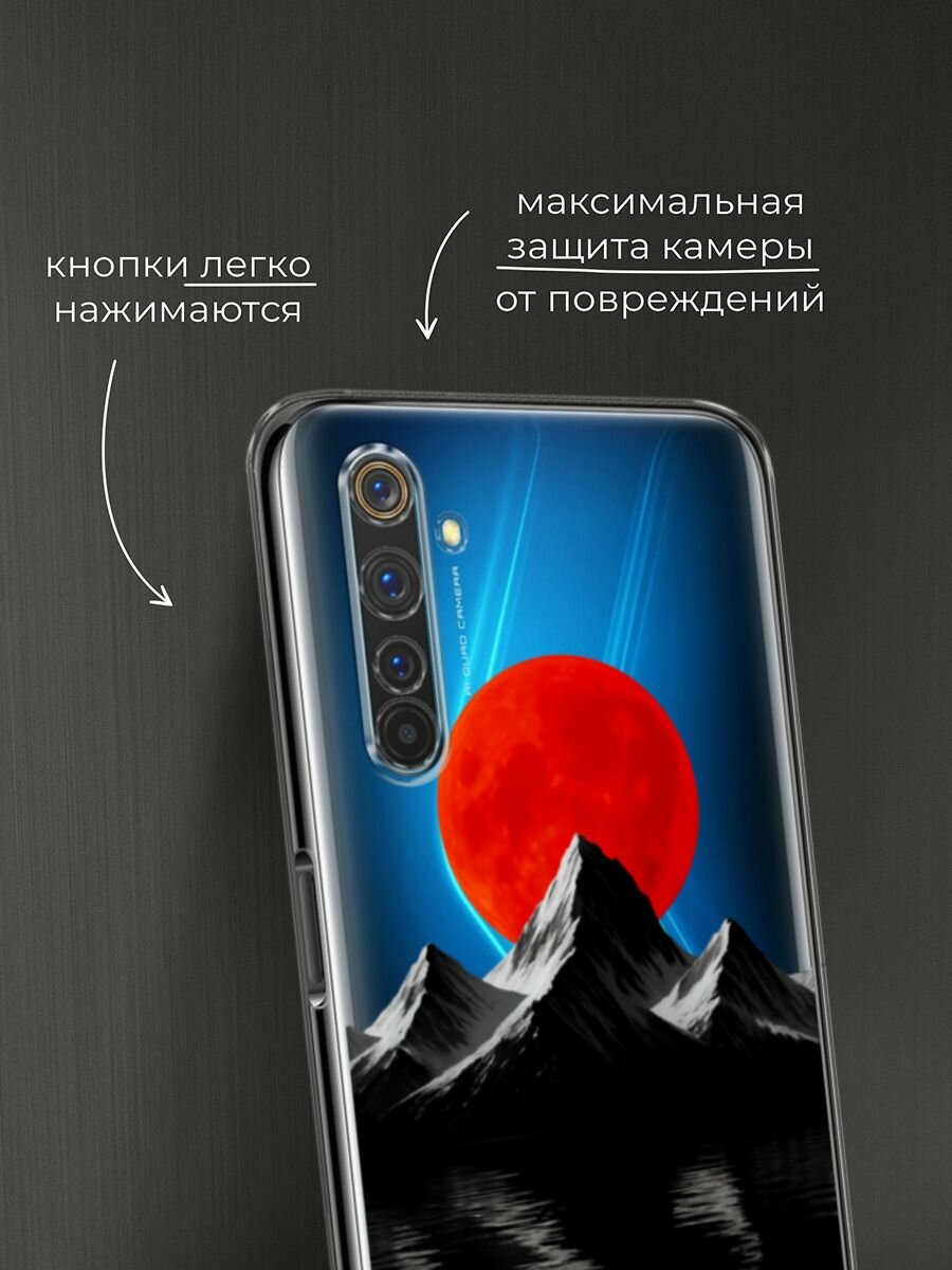 Чехол на Realme 6 Pro / Реалми 6 Про с принтом Черная гора, прозрачный — фото 1