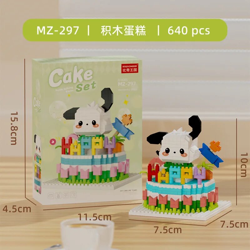 Sanrio Cake Building Block Pochacco Lina Belle Lotso Cinnamoroll Kuromi Hello Kitty в сборе 3D модель мини-кирпичи фигурки игрушки