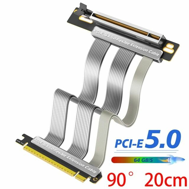 T.F.SKYWINDINTL Райзер PCIE 5.0 X16 GEN5 20см (угол 90) удлинитель кабеля для видеокарты 64 ГБ/с