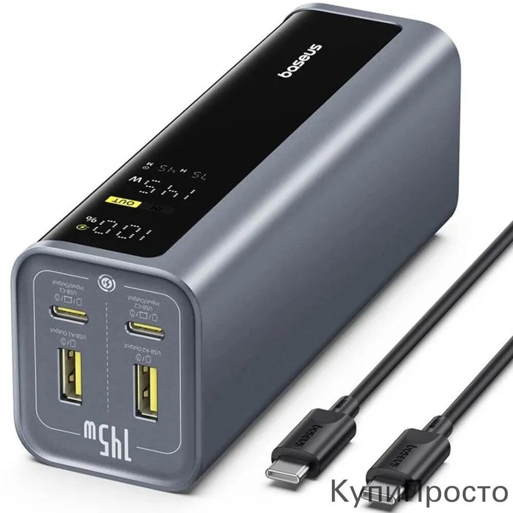 Power Bank 20800 mAh Baseus EnerGeek GP12 (145W; 2U+2C; кабель USB-C; серый)