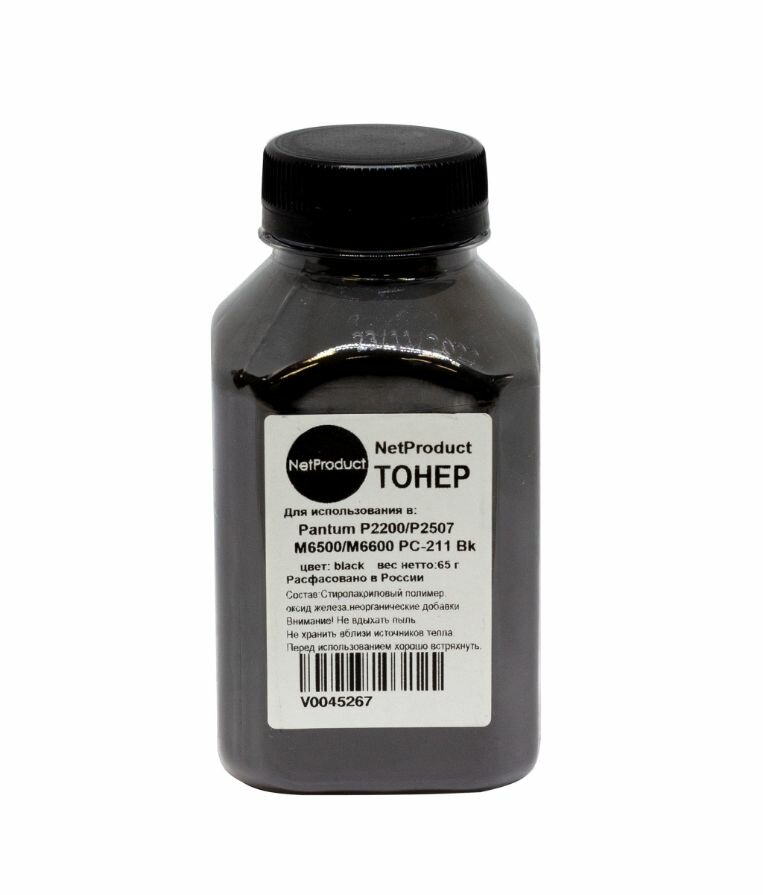Тонер NetProduct для Pantum P2200/P2507/M6500/M6600 PC-211 Bk, 65 г, банка