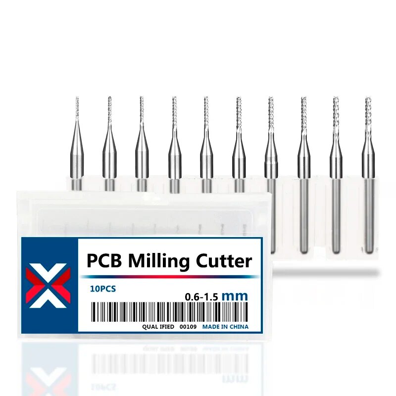 10 шт. 0,5-3,175 мм набор твердосплавных фрез для печатных плат с хвостовиком 3,175 мм, концевая фреза для кукурузы, фрезы с ЧПУ, режущие фрезерные инструменты 10PCS-0.6-1.5