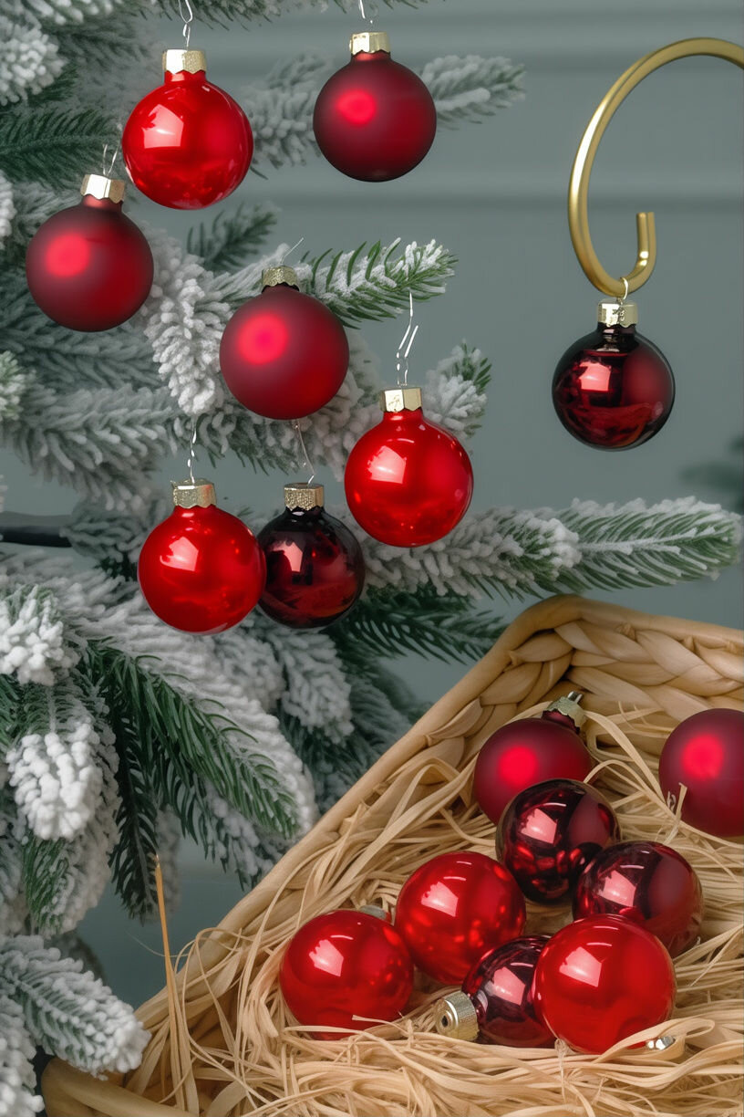 Коллекция стеклянных елочных шаров Гранатовый Коктейль, 35 мм, 16 шт, Winter Deco 2000165