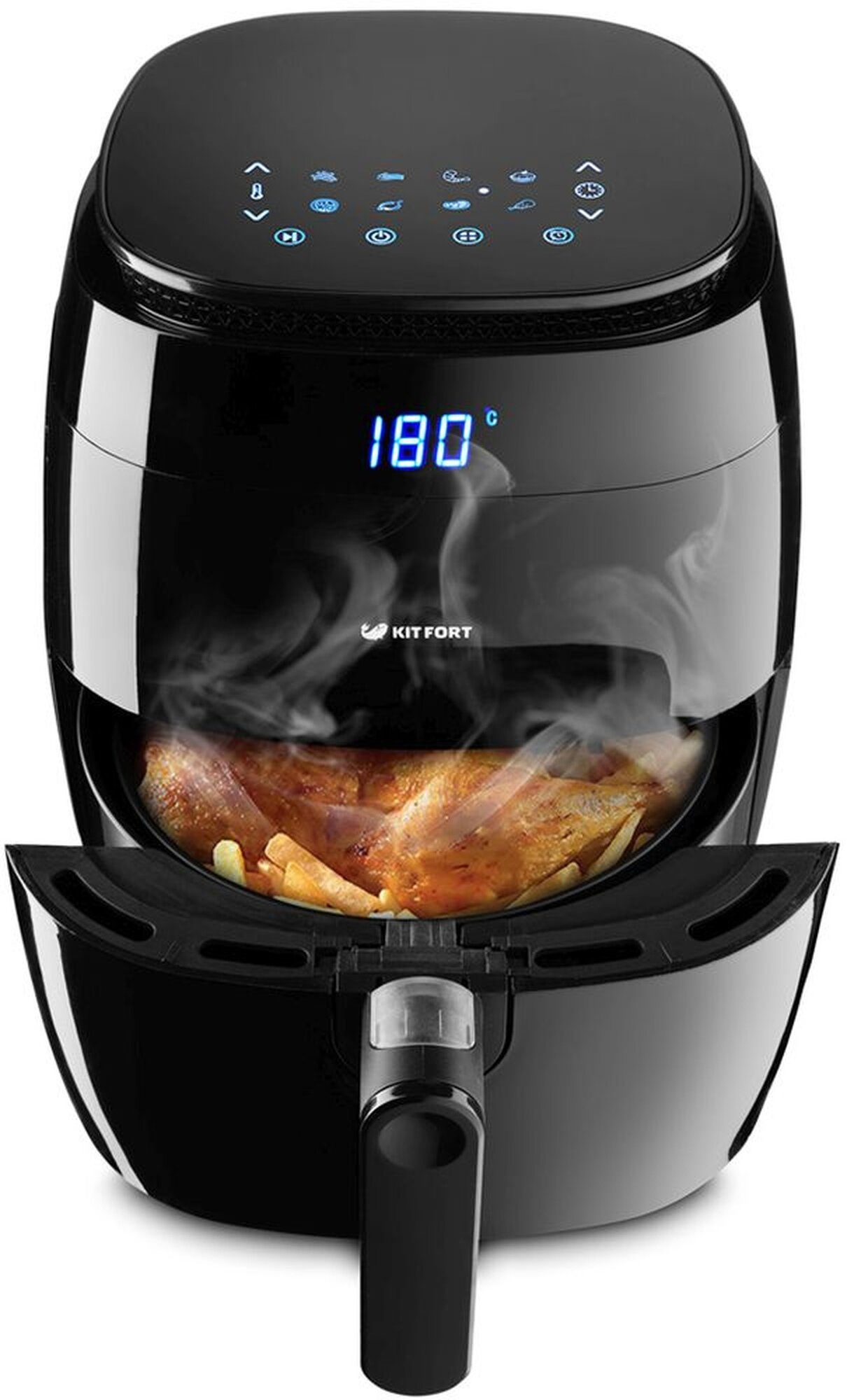 Аэрогриль Kitfort КТ-2202, электронное управление, 1500Вт, 8 программ, черный