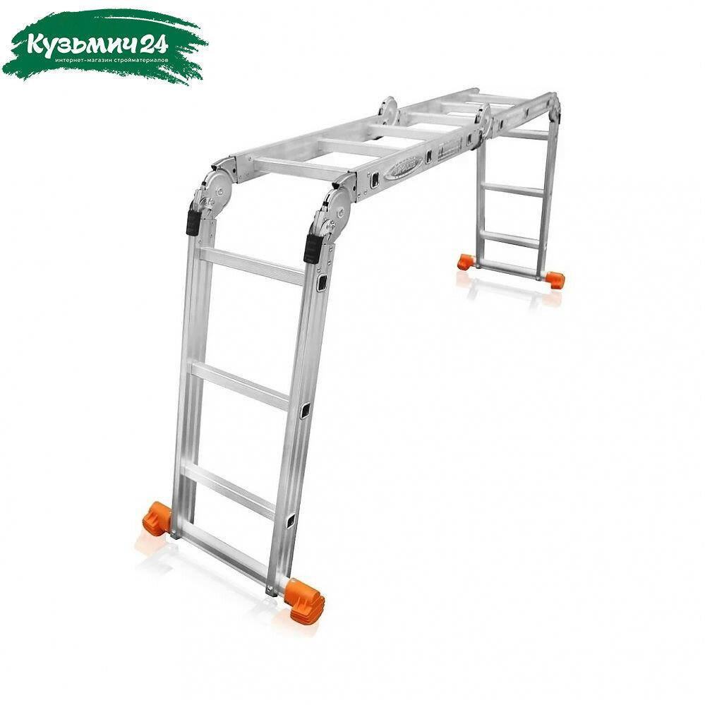Лестница трансформер Эйфель Классик, алюминиевая, 4х3 ступени, 4 секции, нагрузка до 150 кг, 1 шт.
