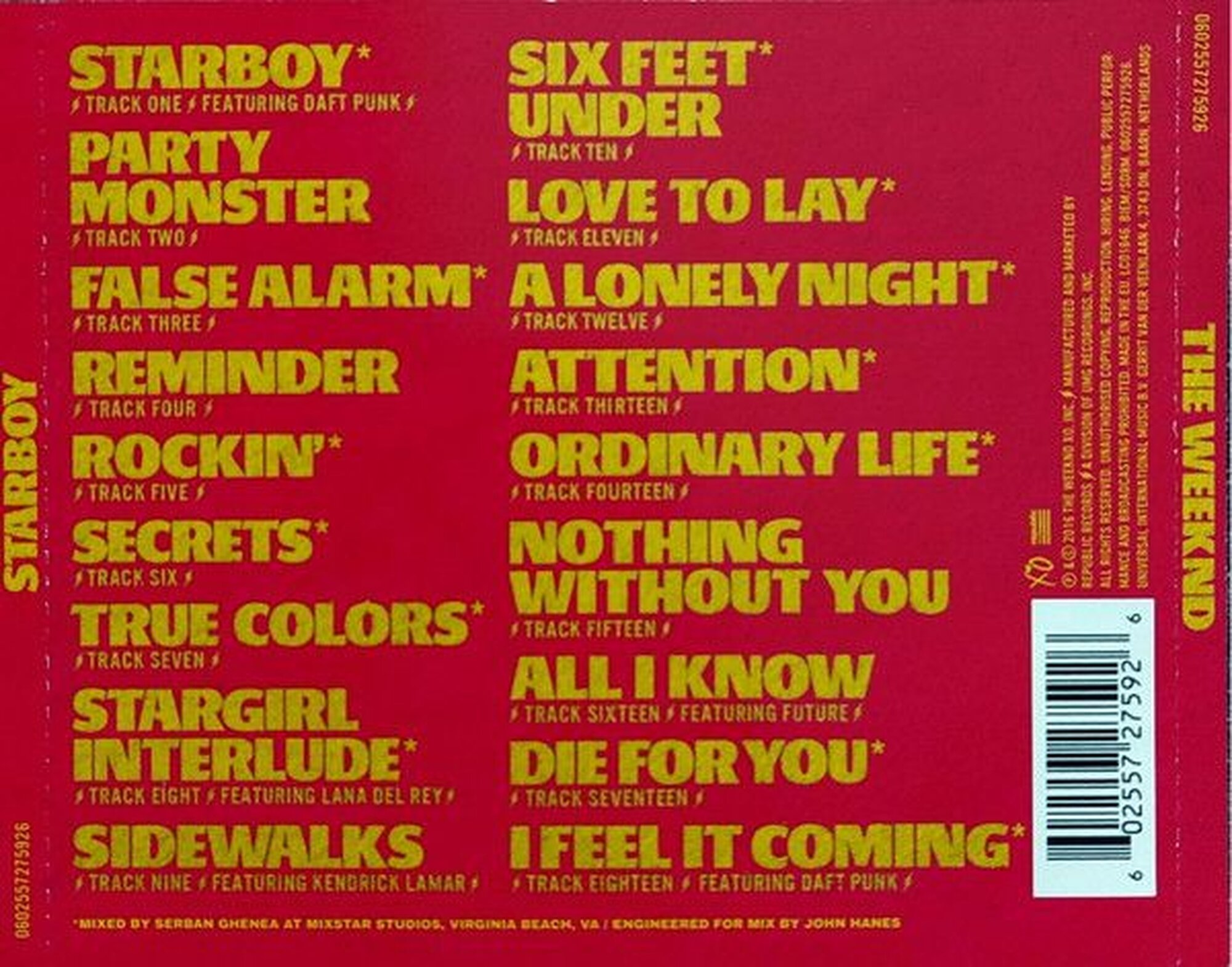Audio CD The Weeknd Starboy, музыкальный диск, жанр Lounge Chillout Downtempo, 2016 год, 1 CD — фото 1