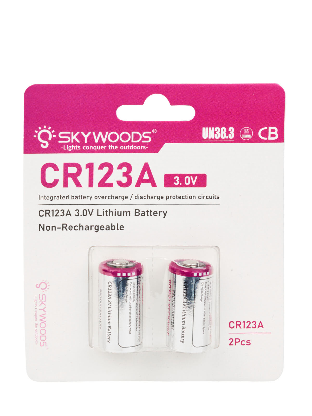 Элемент питания SKYWOODS CR123A, 1600mAh, комплект 2 шт.