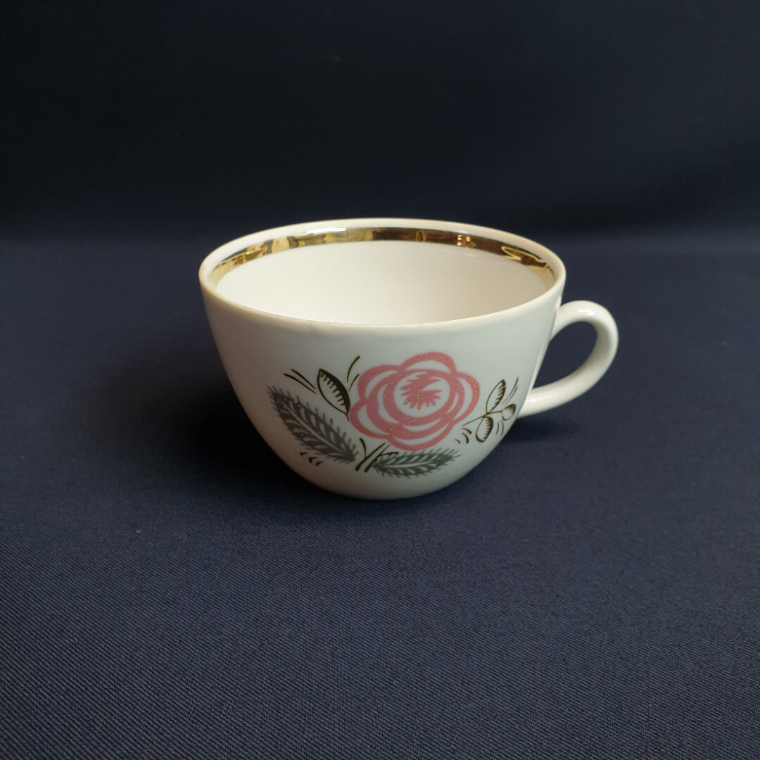 Чашка Кузяевск, фарфор деколь позолота 200 мл, винтаж СССР