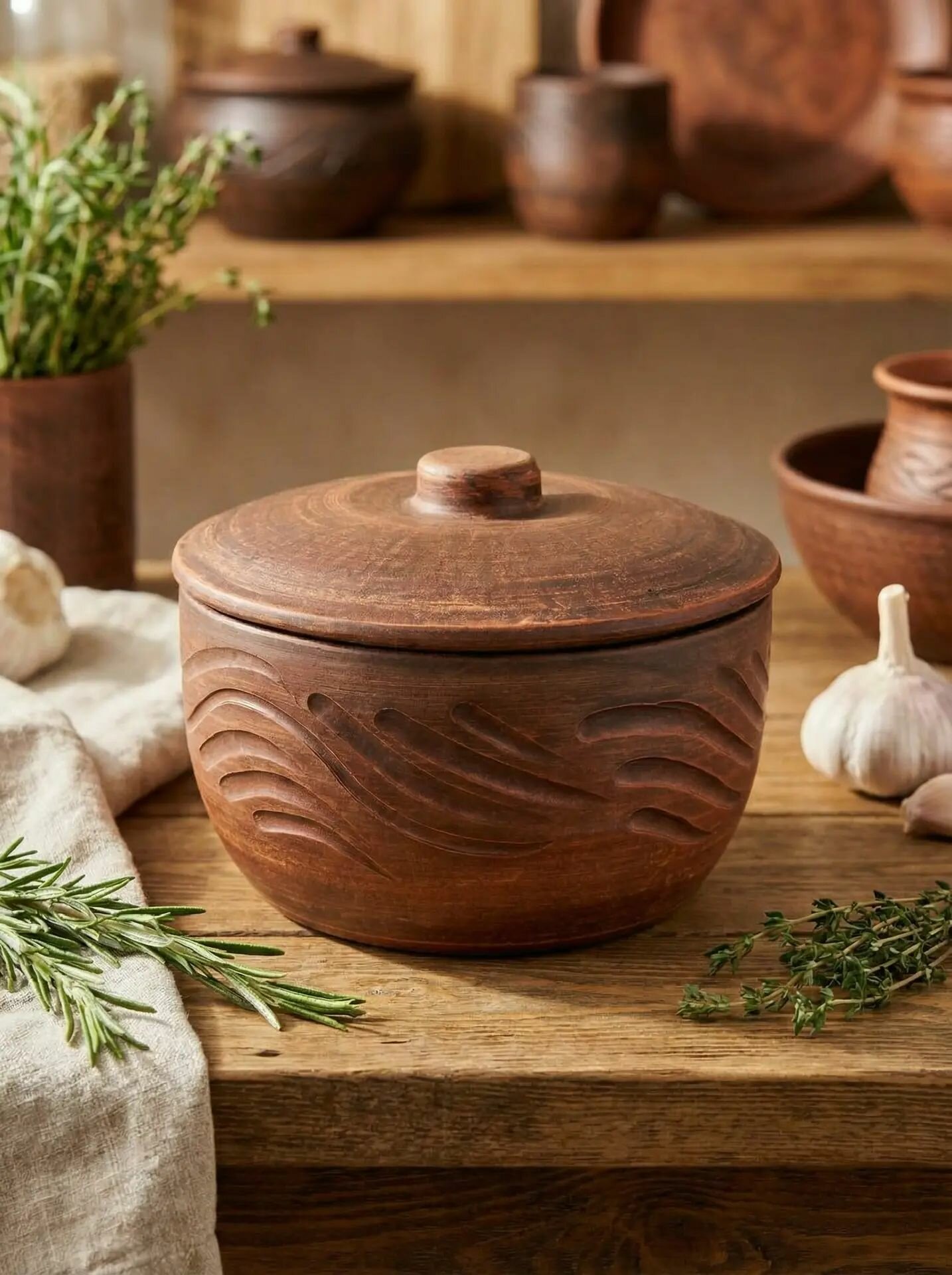 Кастрюля 2,5л красная глина