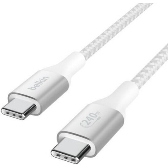 Кабель Belkin USB-C - USB-C, BoostCharge Braided, 2м, 240Вт, белый