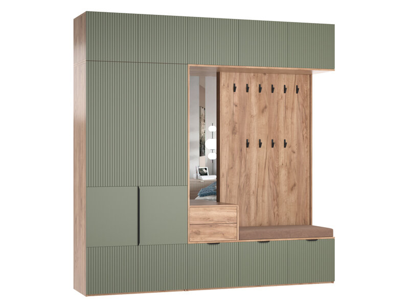 Прихожая в коридор "Тайлер 4" 225х240х50 Дуб крафт табачный / Фентале